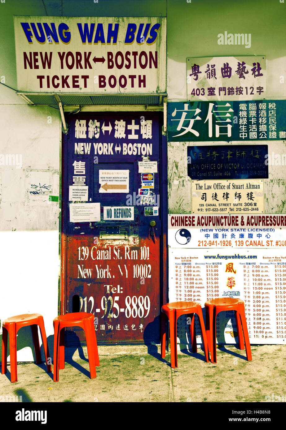 USA, New York City, city, bus terminal, Chinatown Stock Photo - Alamy