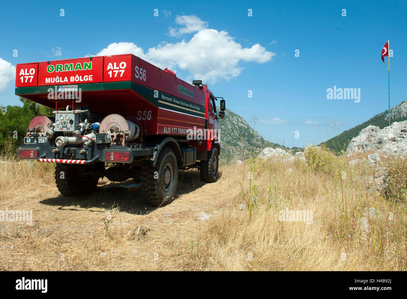 Turkey, province of Mugla, Bozburun peninsula, fire brigade Stock Photo ...