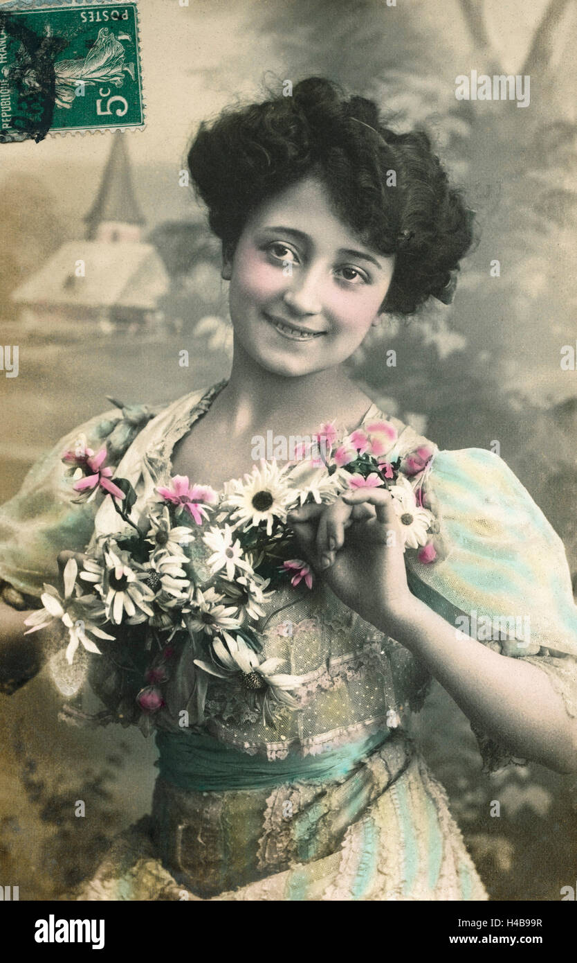 Memorabilia Collectibles Smiling bathing lady woman girl Vintage Color ...