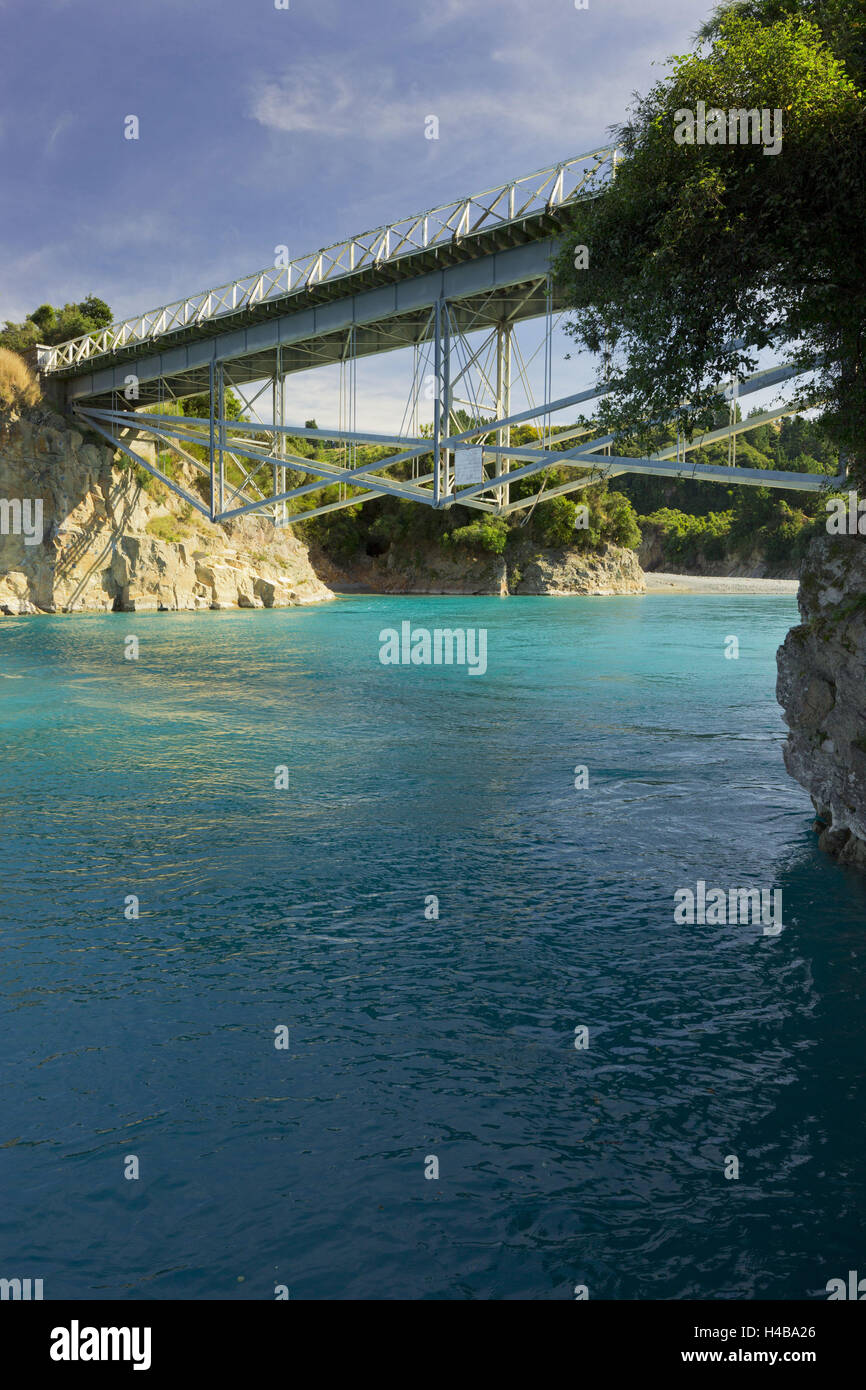 Bridge over the Rakaia Gorge, Canterbury, south Island, New Zealand ...