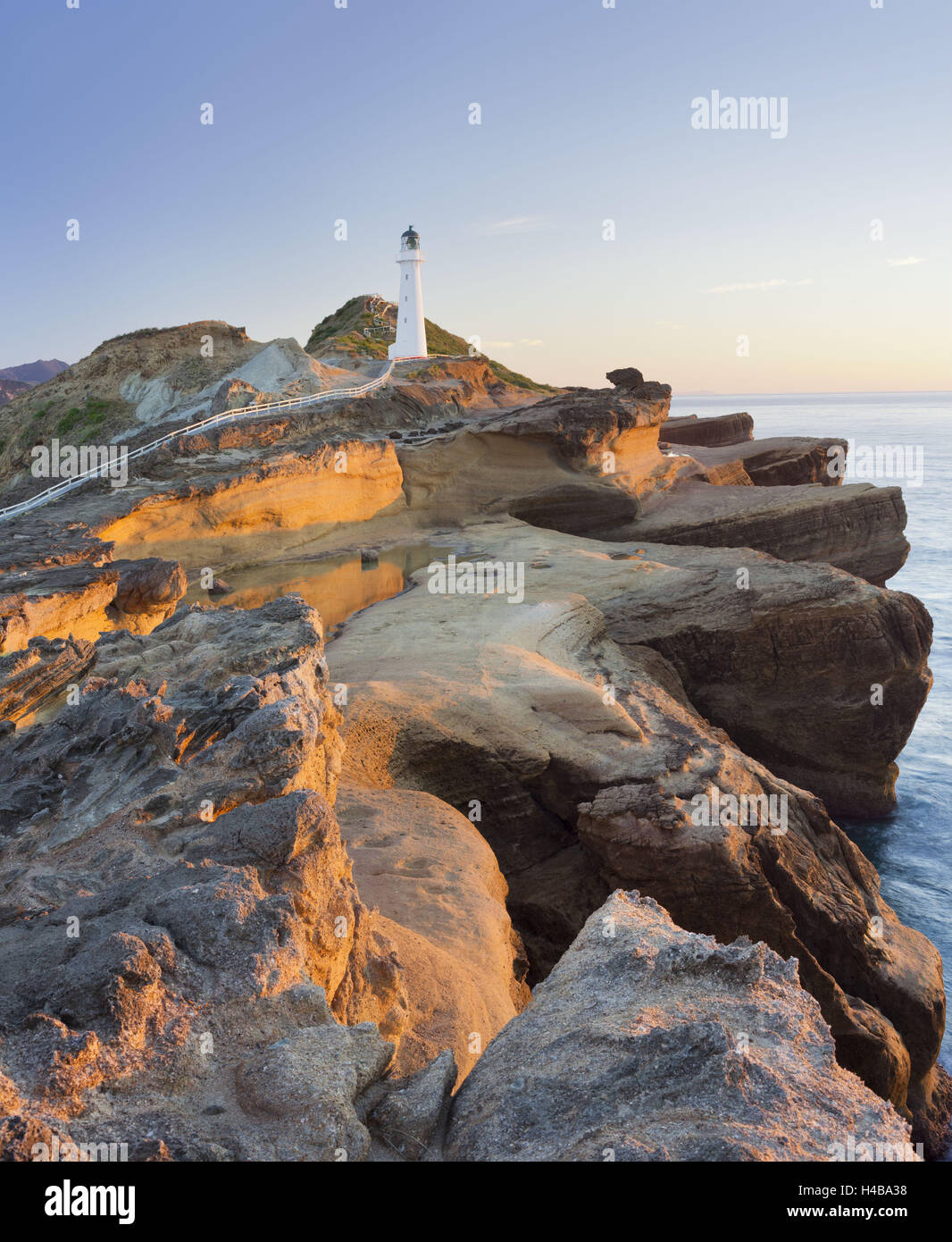 Castle Point lighthouse, sandstone, Wellington, north Island, New ...