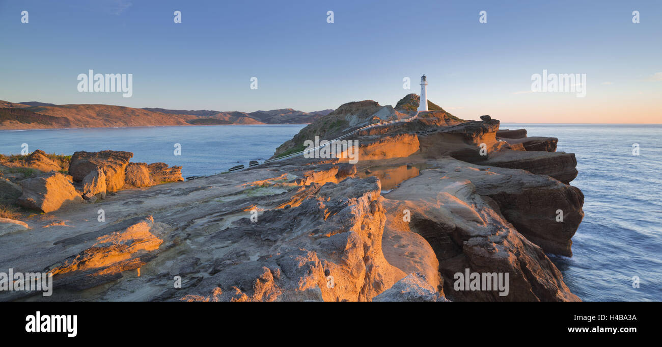 Castle Point lighthouse, sandstone, Wellington, north Island, New ...