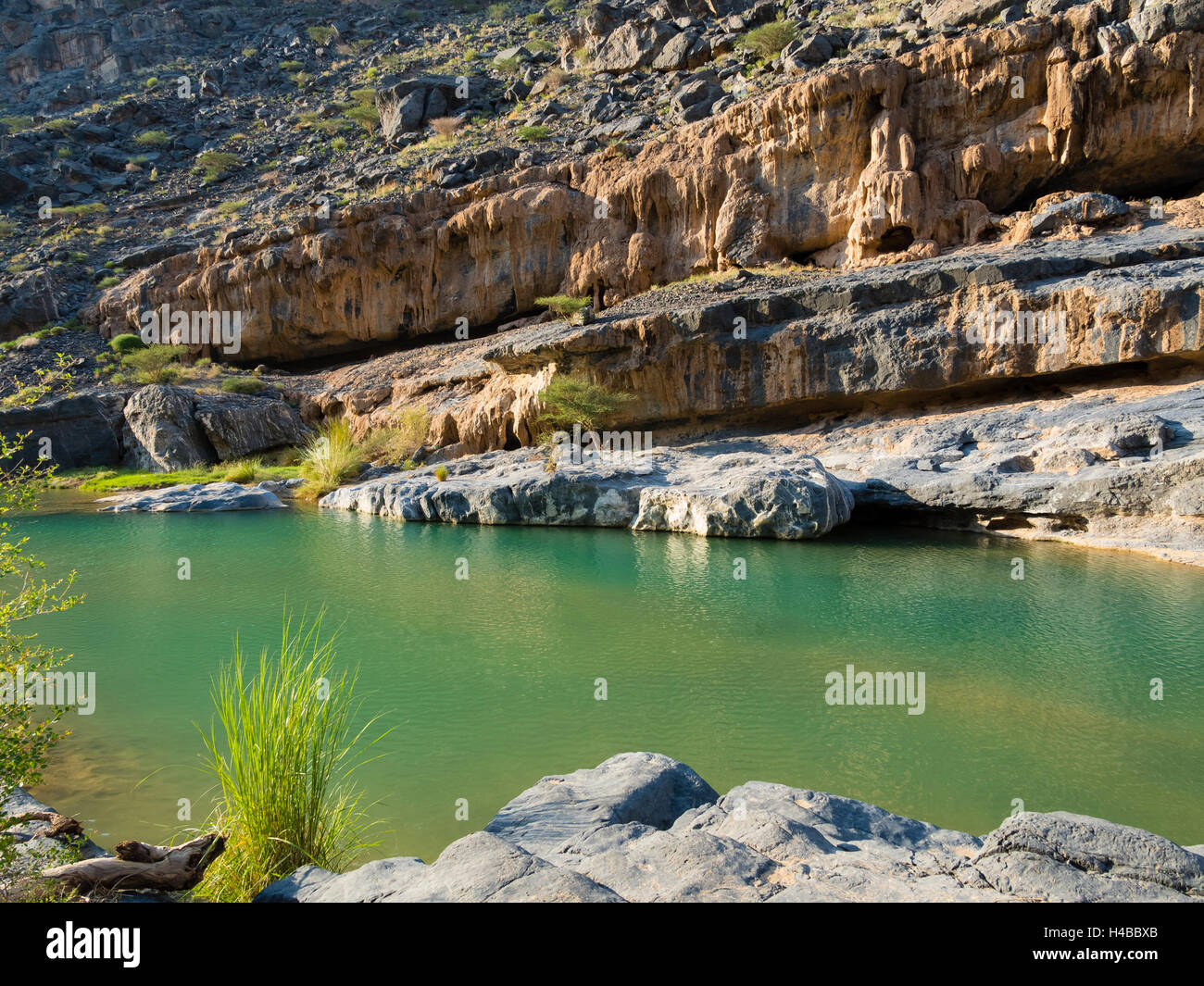 Clear water in Wadi Dam, Hajar al Gharbi Mountains, Al Dhahirah Region ...