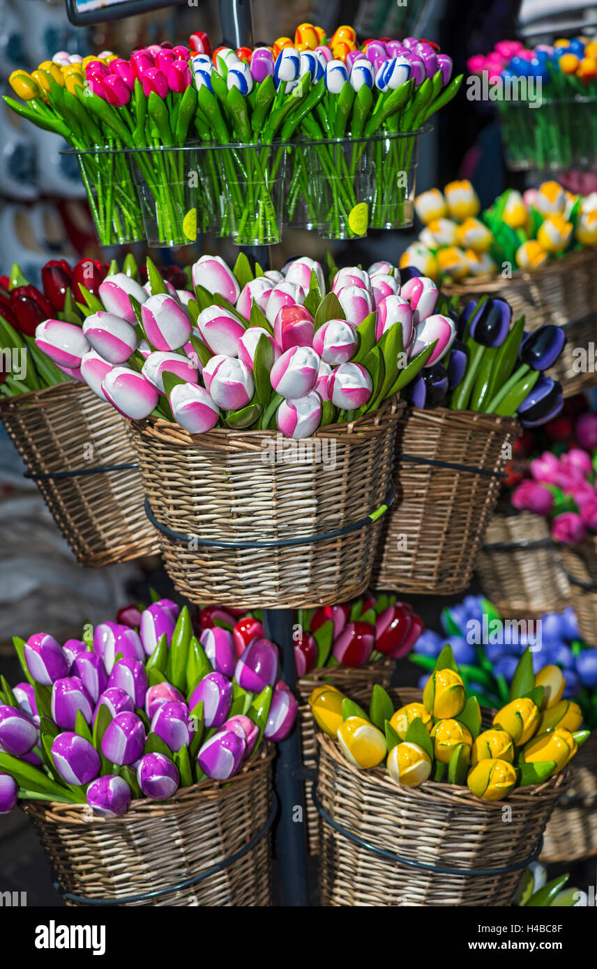 Souvenir wooden tulips, Volendam, The Netherlands Stock Photo - Alamy