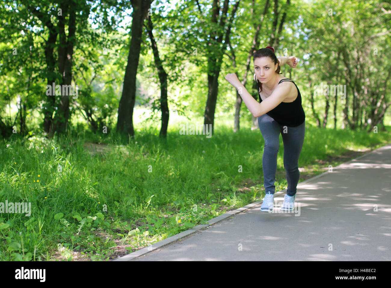 woman sport run in park outdoor Stock Photo - Alamy