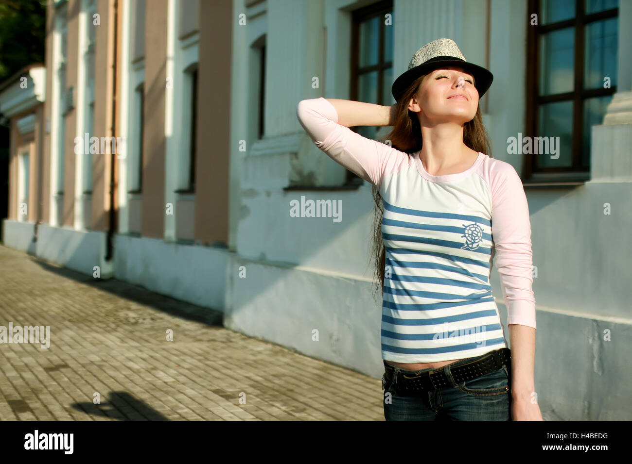 girl outdoor road sad alone Stock Photo - Alamy