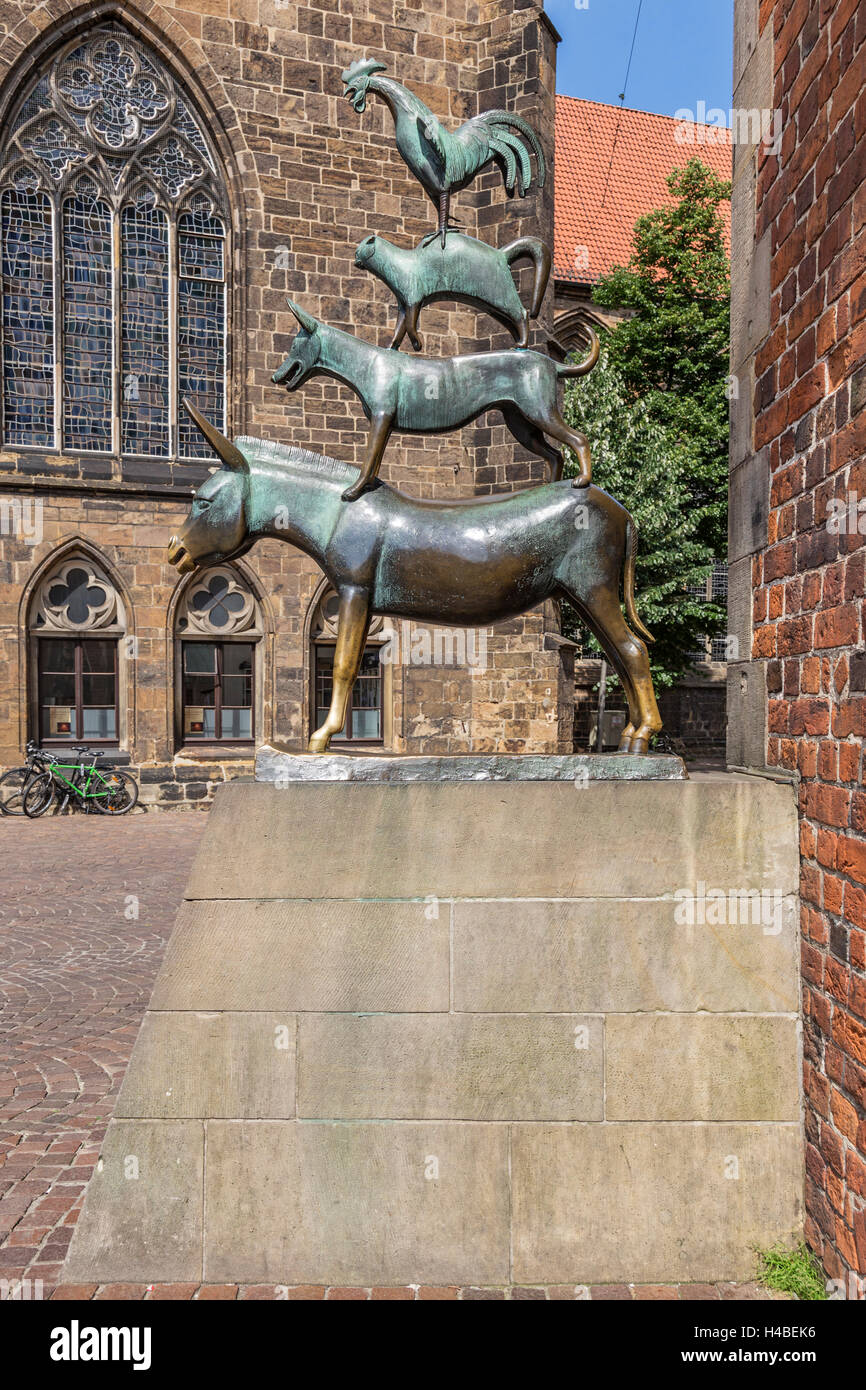Bronze statue of the Bremen Town Musicians from the sculptor Gerhard ...