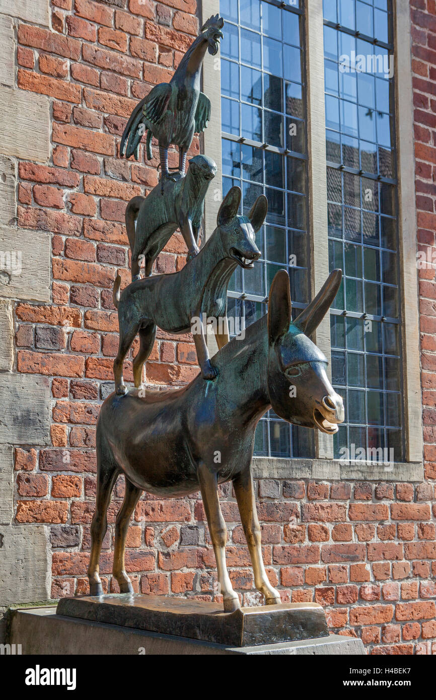 Bronze statue of the Bremen Town Musicians from the sculptor Gerhard ...
