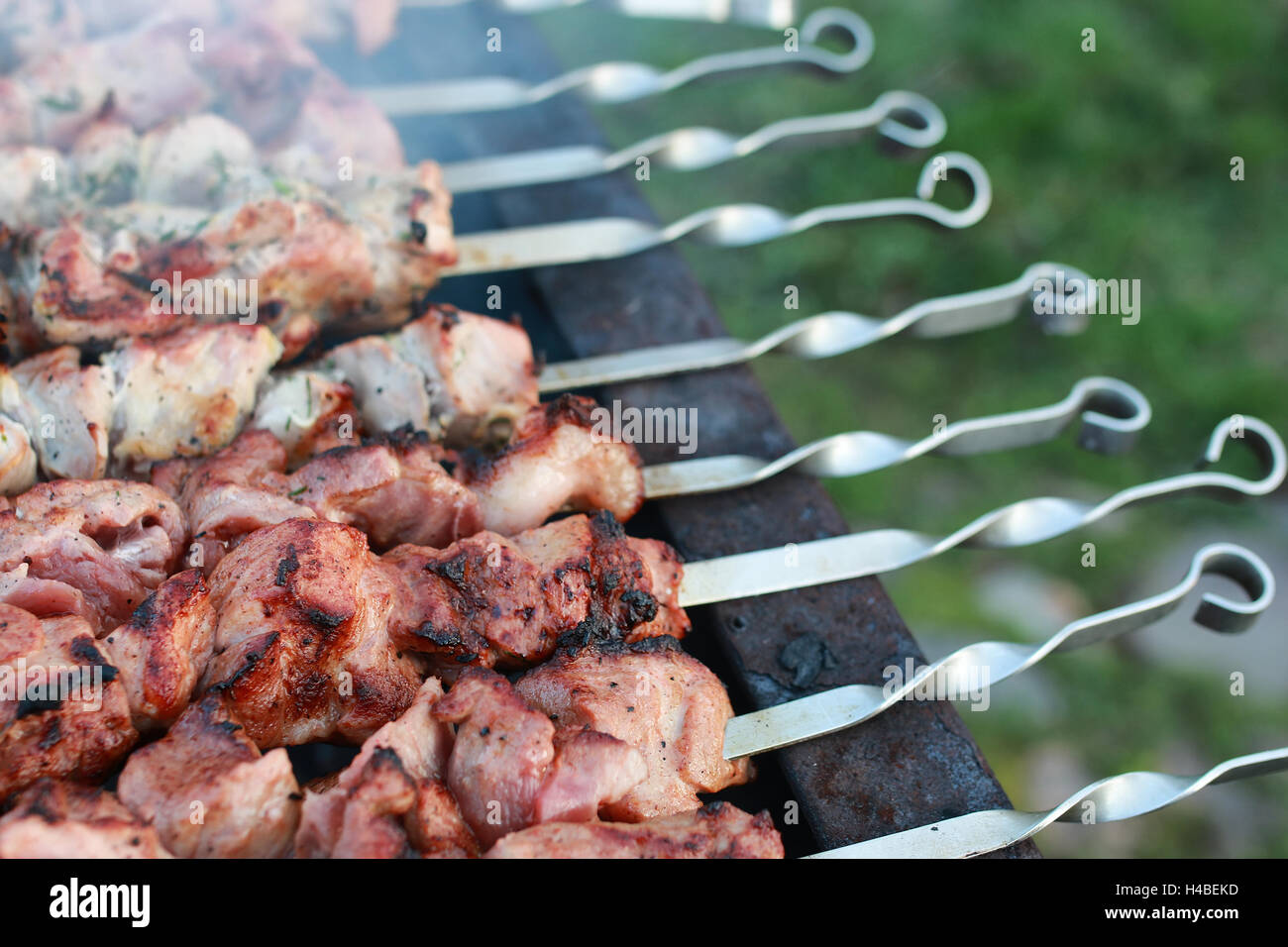 cooking barbecue on nature Stock Photo - Alamy