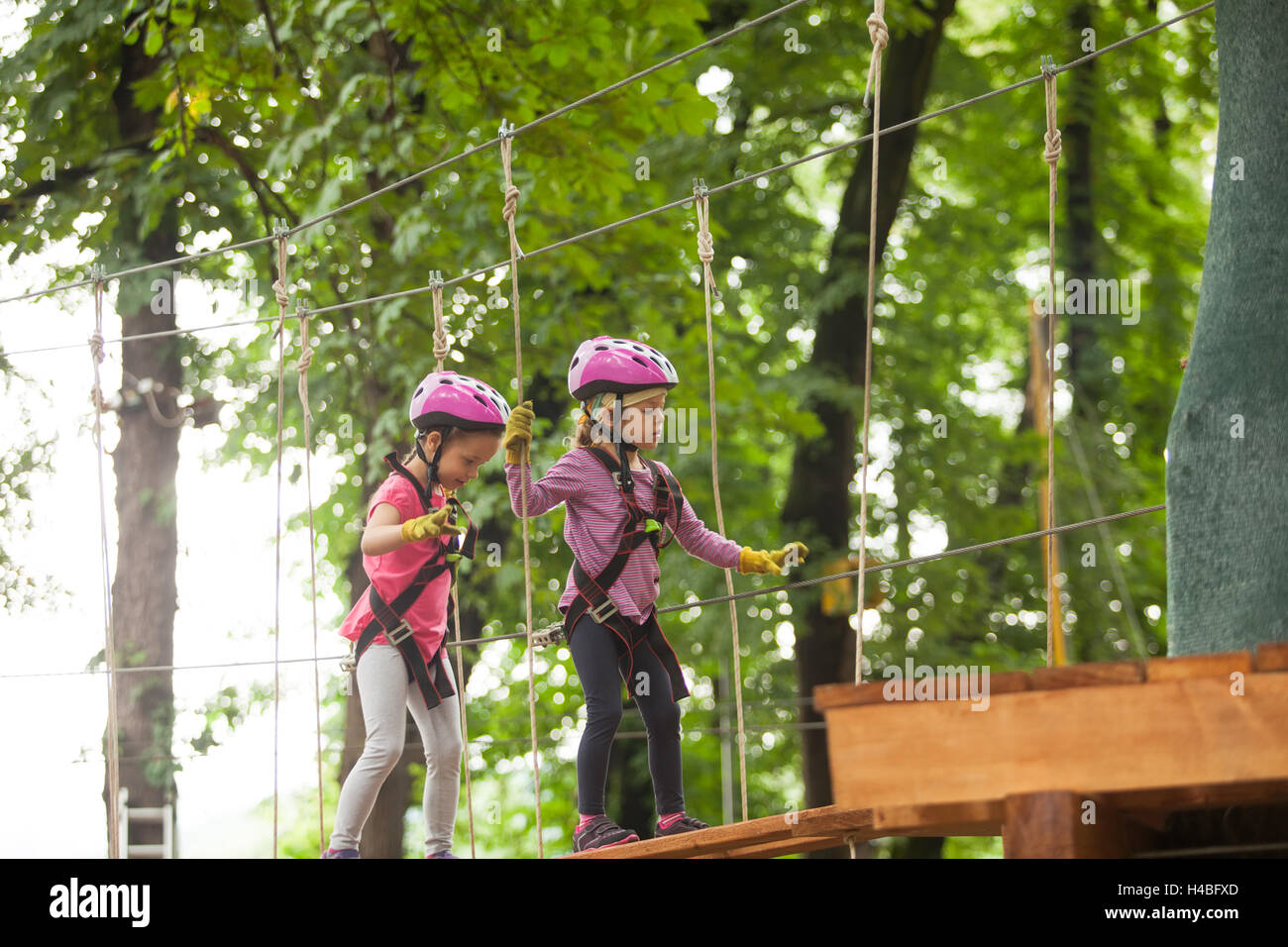 The obstacle course in adventure park Stock Photo - Alamy