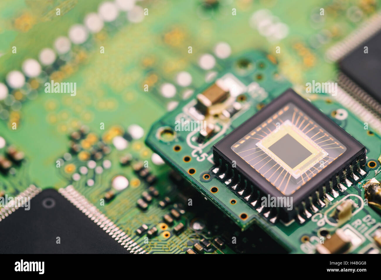 Concept of technology and future, microchip interconnected Stock Photo ...