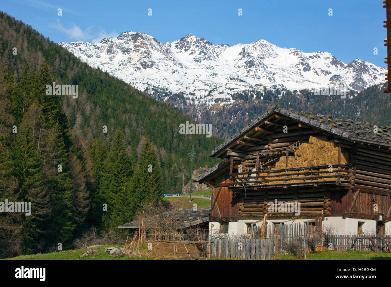 South Tyrolean mountain farm in the landscape Stock Photo - Alamy