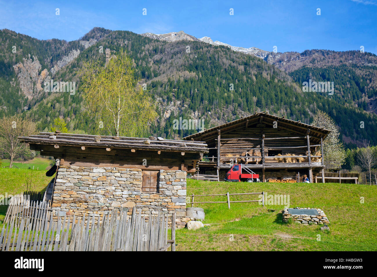 South Tyrolean water mill with barn Stock Photo - Alamy