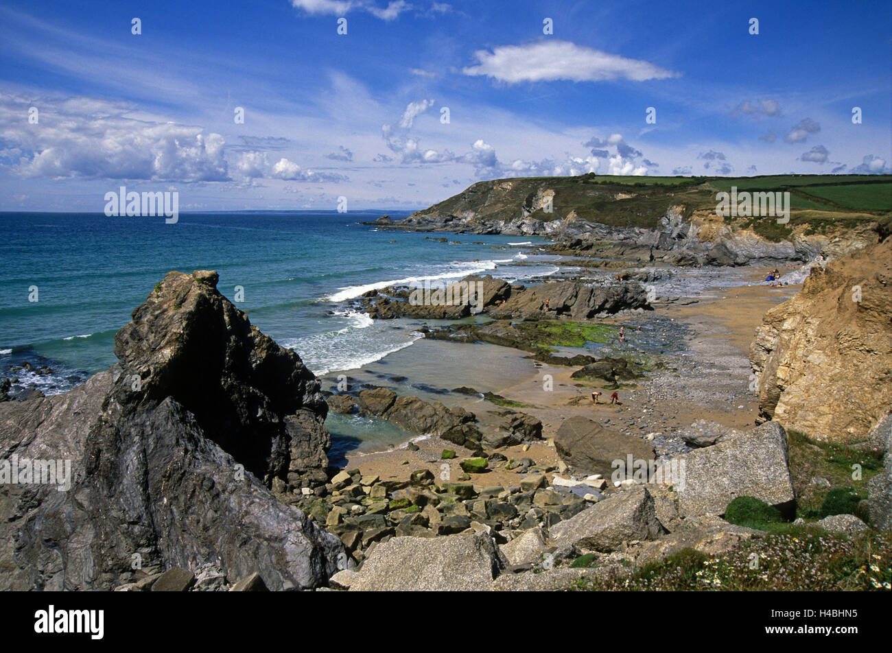 Great Britain, Cornwall, Gunwalloe, coast, rock, sea, beach Stock Photo ...