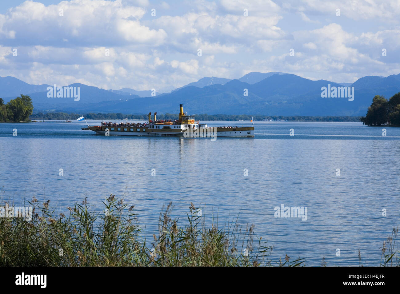 Motor ship on Lake Chiem Stock Photo - Alamy