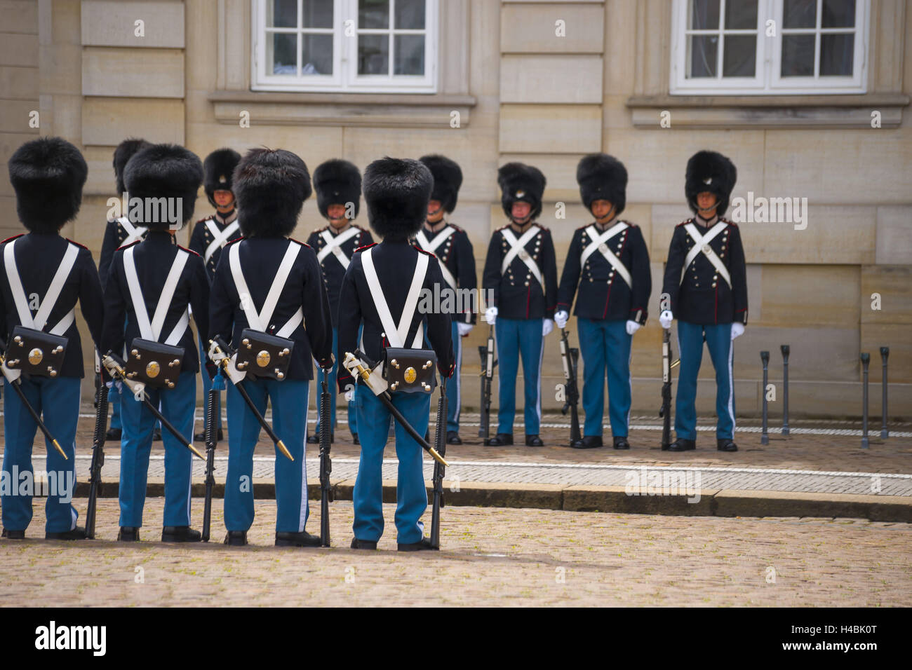 Denmark, changing the guard in front of castle Amalienborg, Copenhagen Stock Photo - Alamy