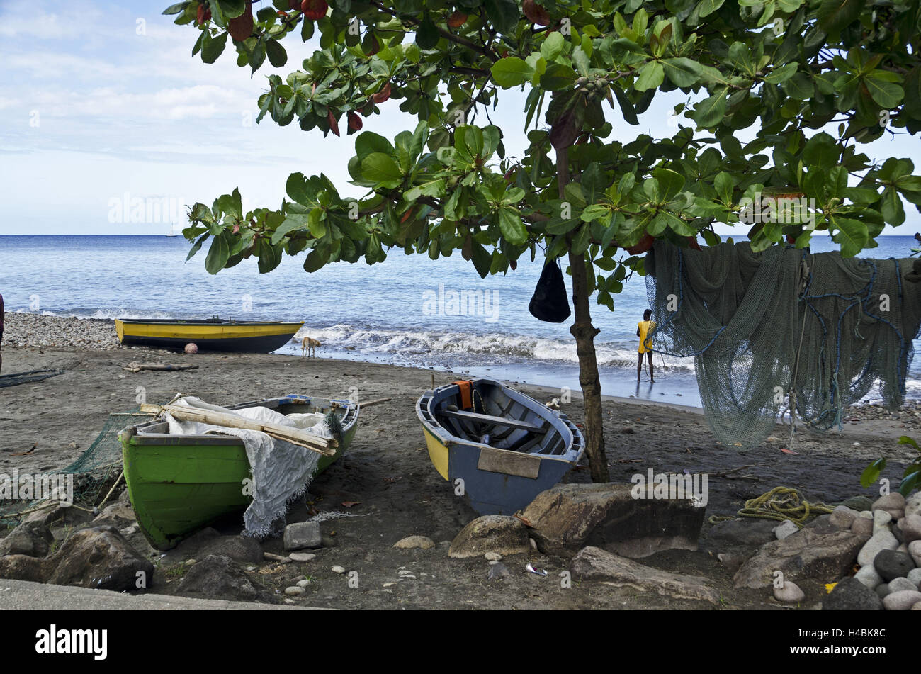 The Caribbean, Grenada, fishing boats on the beach Stock Photo - Alamy