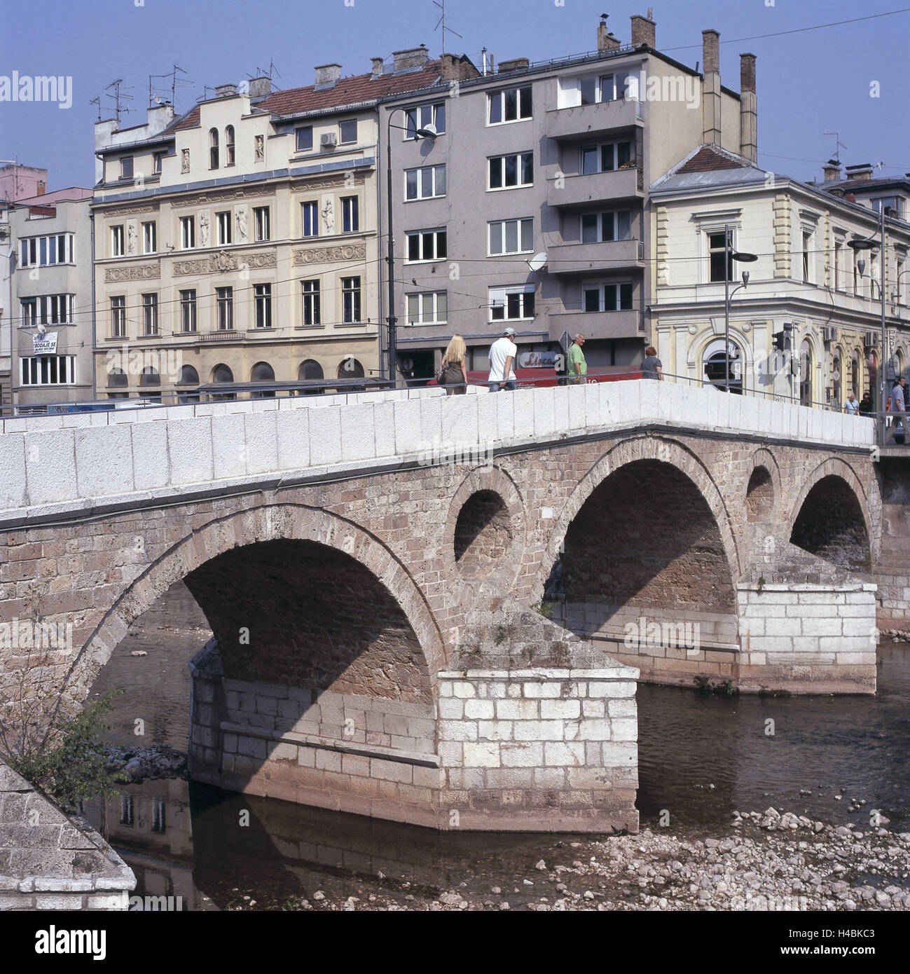 Bosnia-Herzegovina, Sarajevo, Latin Bridge across the Miljacka River ...