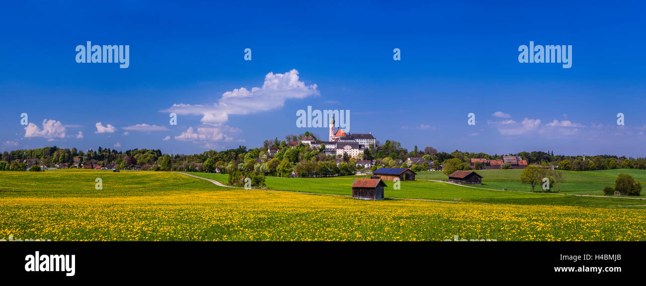 Germany, Bavaria, Upper Bavaria, Fünfseenland, Andechs, spring scenery ...