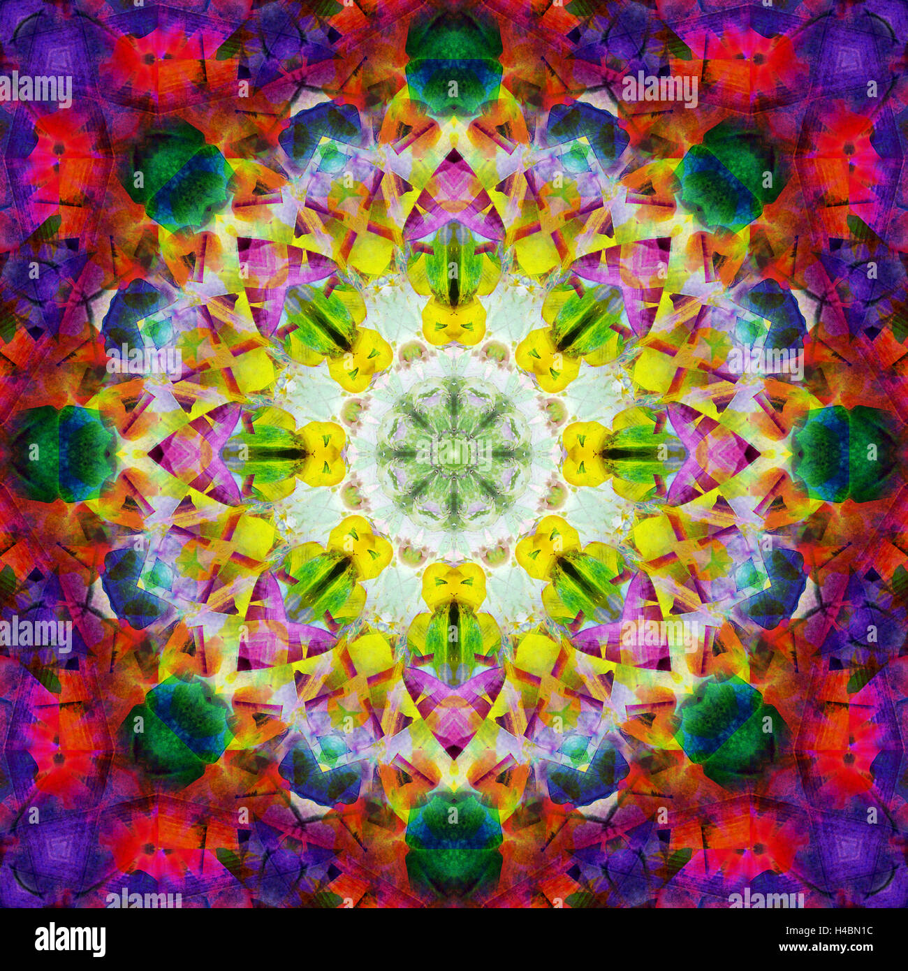 an energetic symmetric onament from flower photographs Stock Photo - Alamy