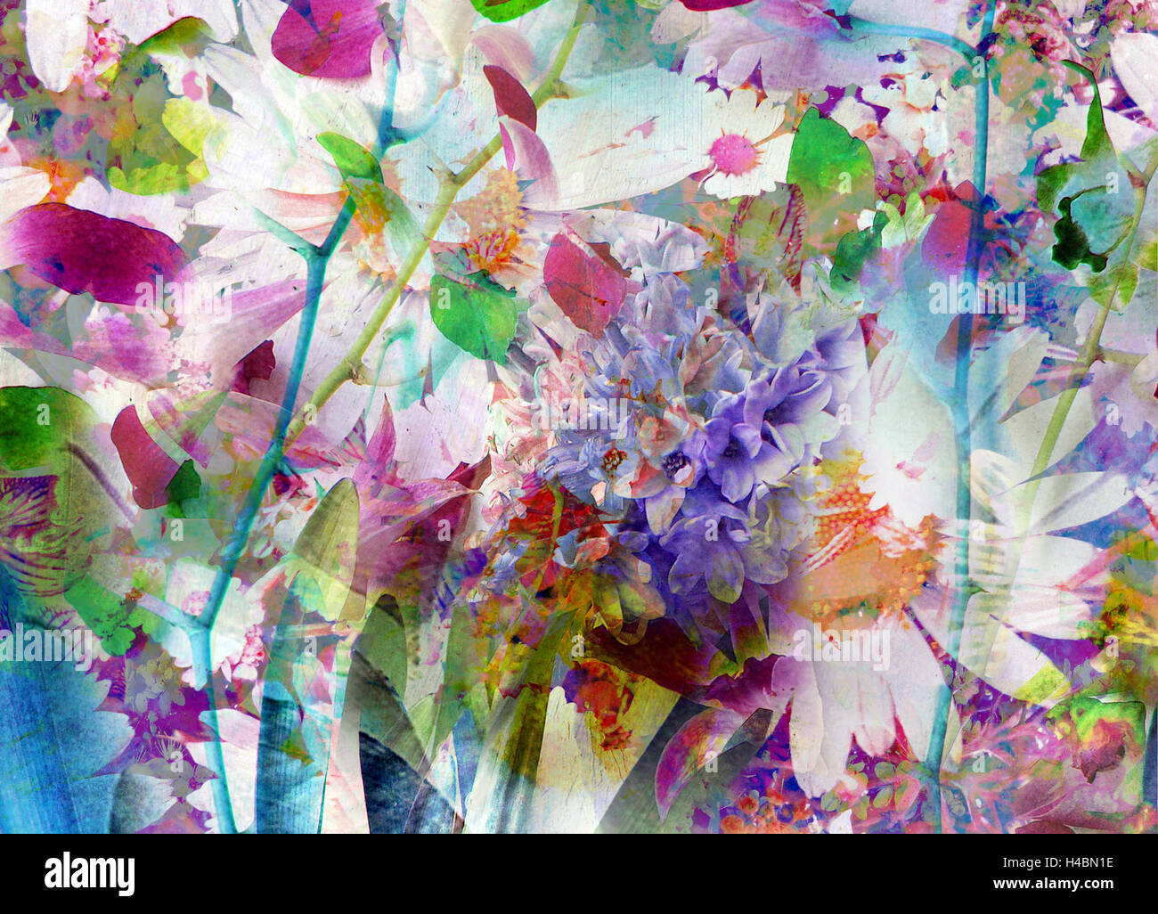 a floral montage photographic layer work Stock Photo - Alamy