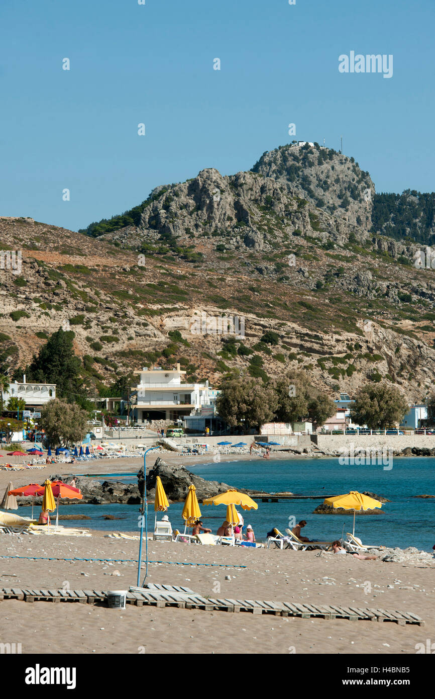 Greece, Rhodes, beach in the bay of Stegna with Archangelos Stock Photo ...