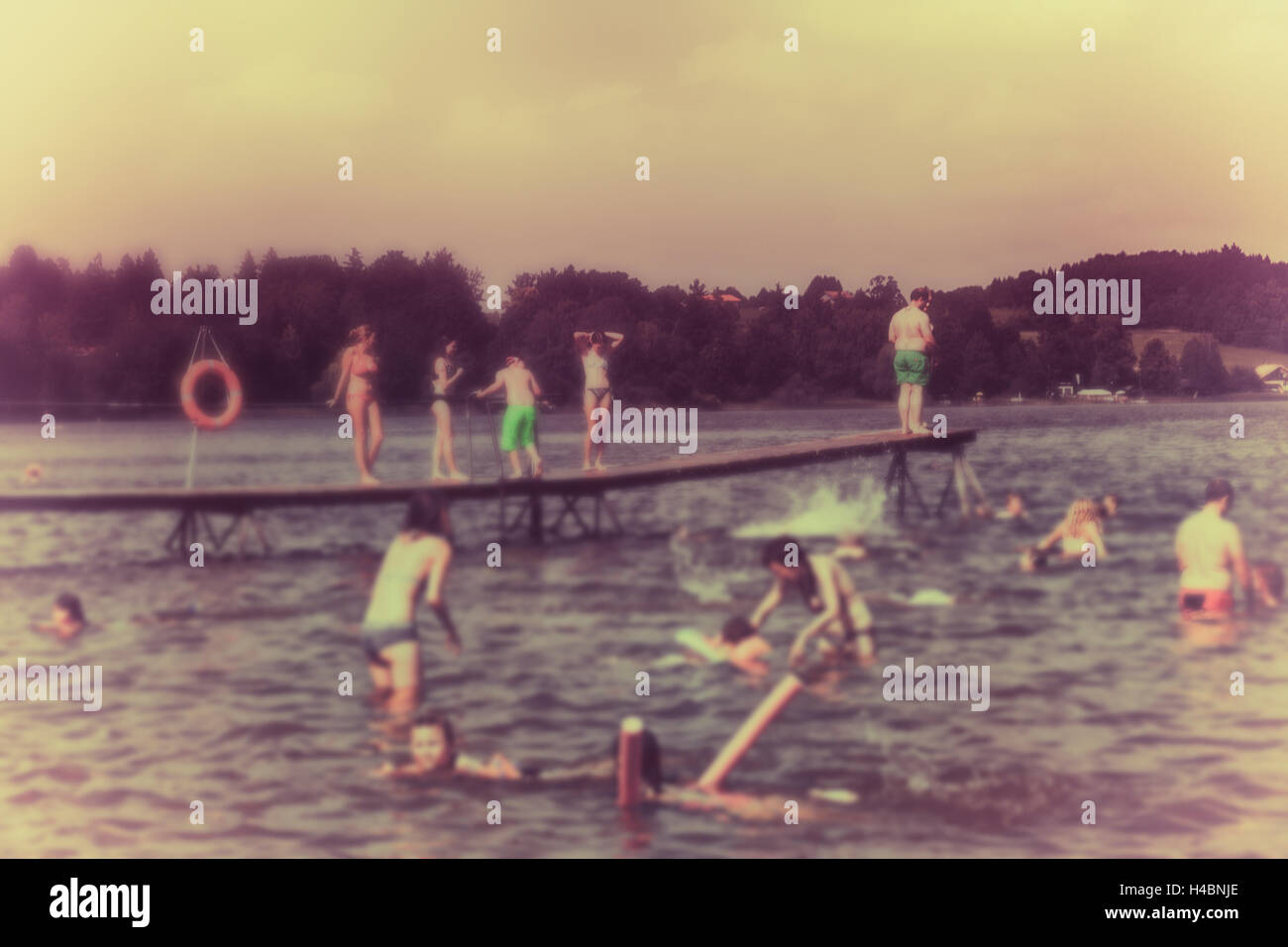 Bathing fun in lake Stock Photo - Alamy