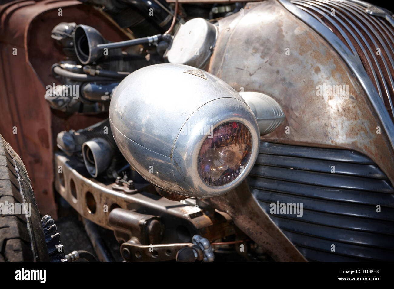 Hot-Rod, Rat-Rod, self-built with airplane radial engine Stock Photo ...