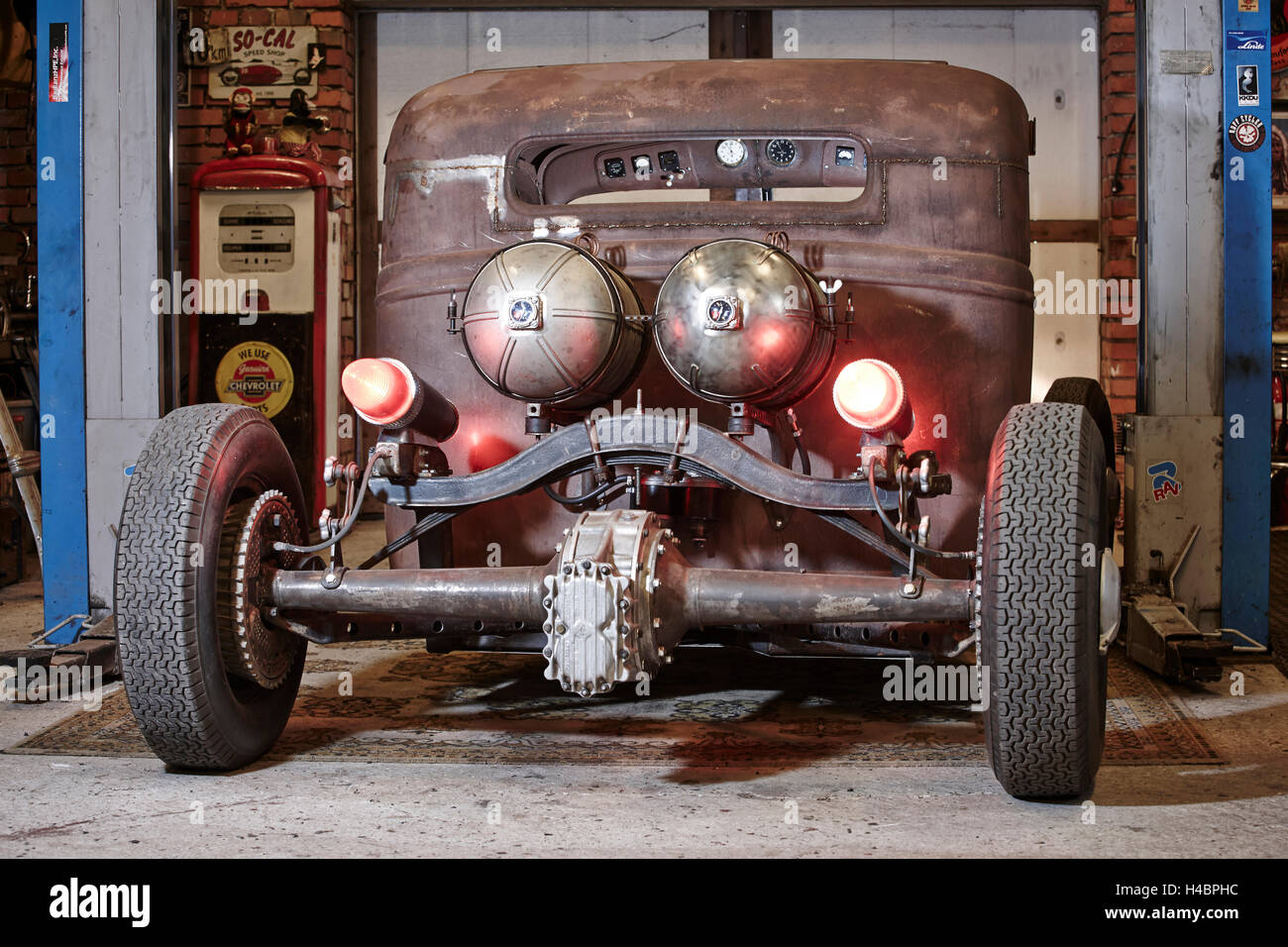 Hot-Rod, Rat-Rod, self-built with airplane radial engine Stock Photo ...