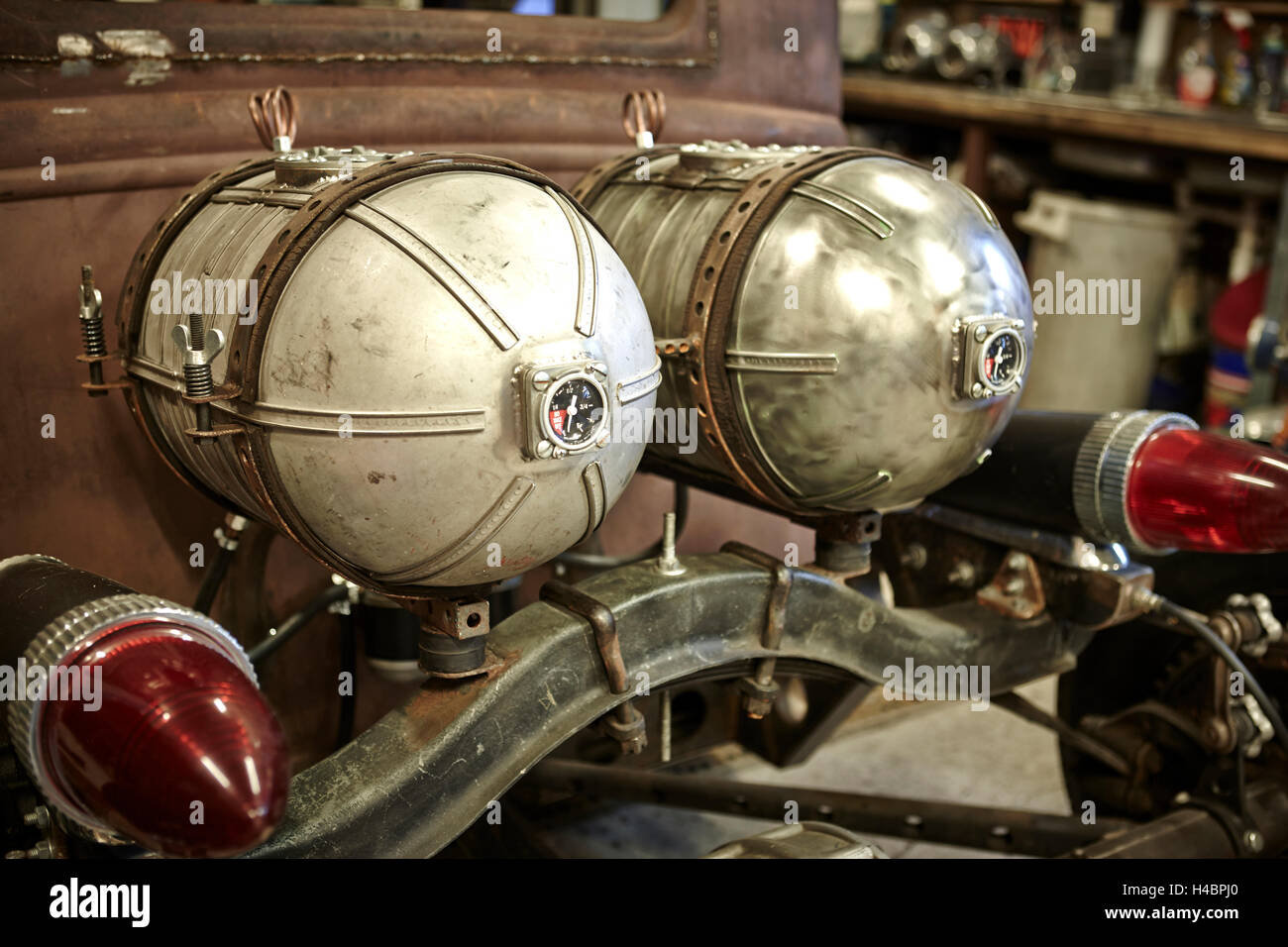 Hot-Rod, Rat-Rod, self-built with airplane radial engine Stock Photo ...