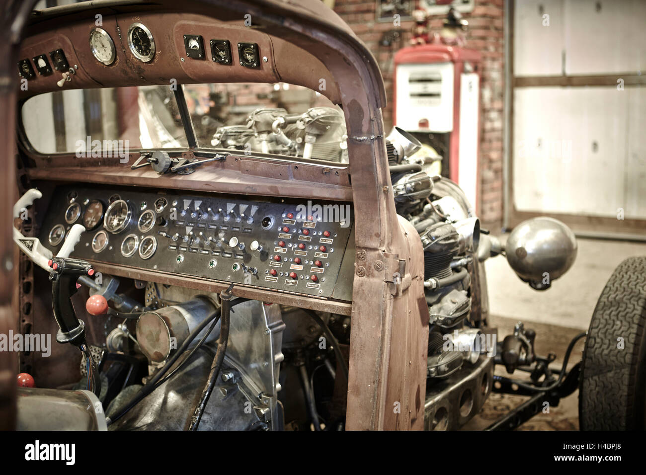 Hot-Rod, Rat-Rod, self-built with airplane radial engine Stock Photo ...