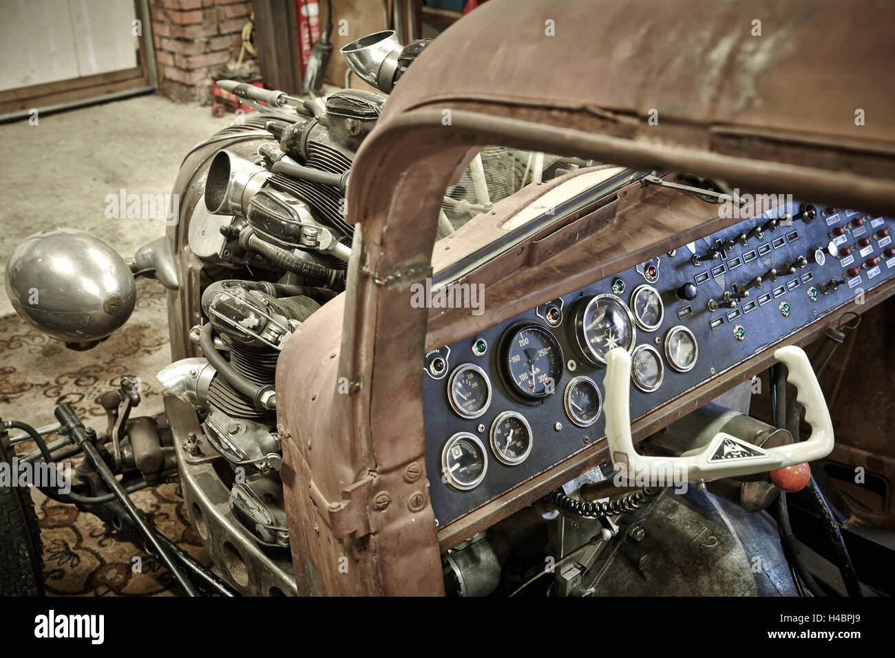 Hot-Rod, Rat-Rod, self-built with airplane radial engine Stock Photo ...