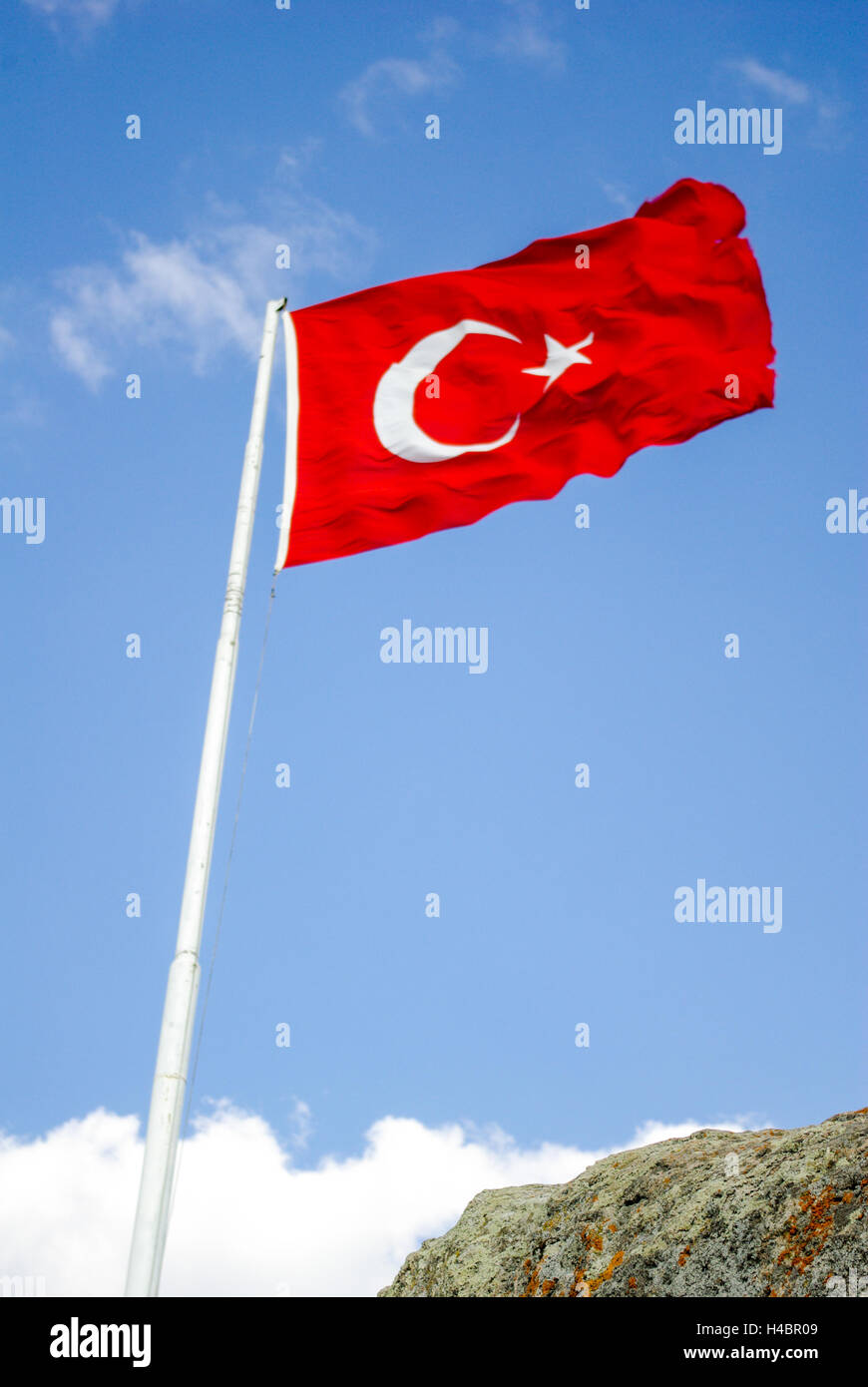 Turkish national flag on a rock in open air Stock Photo - Alamy