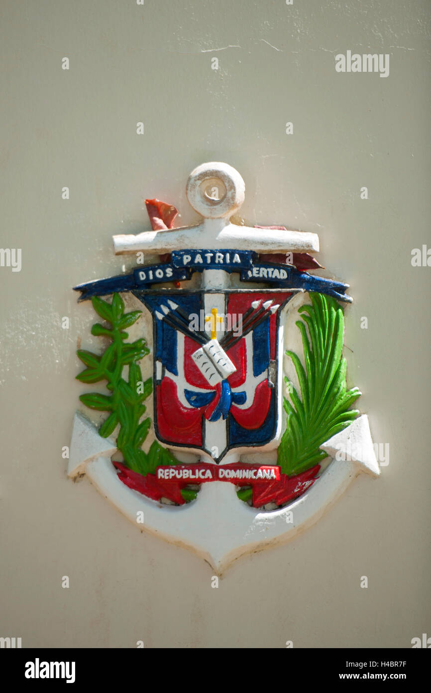 The Dominican Republic, peninsula Samana, Sanchez, coat of arms Stock ...