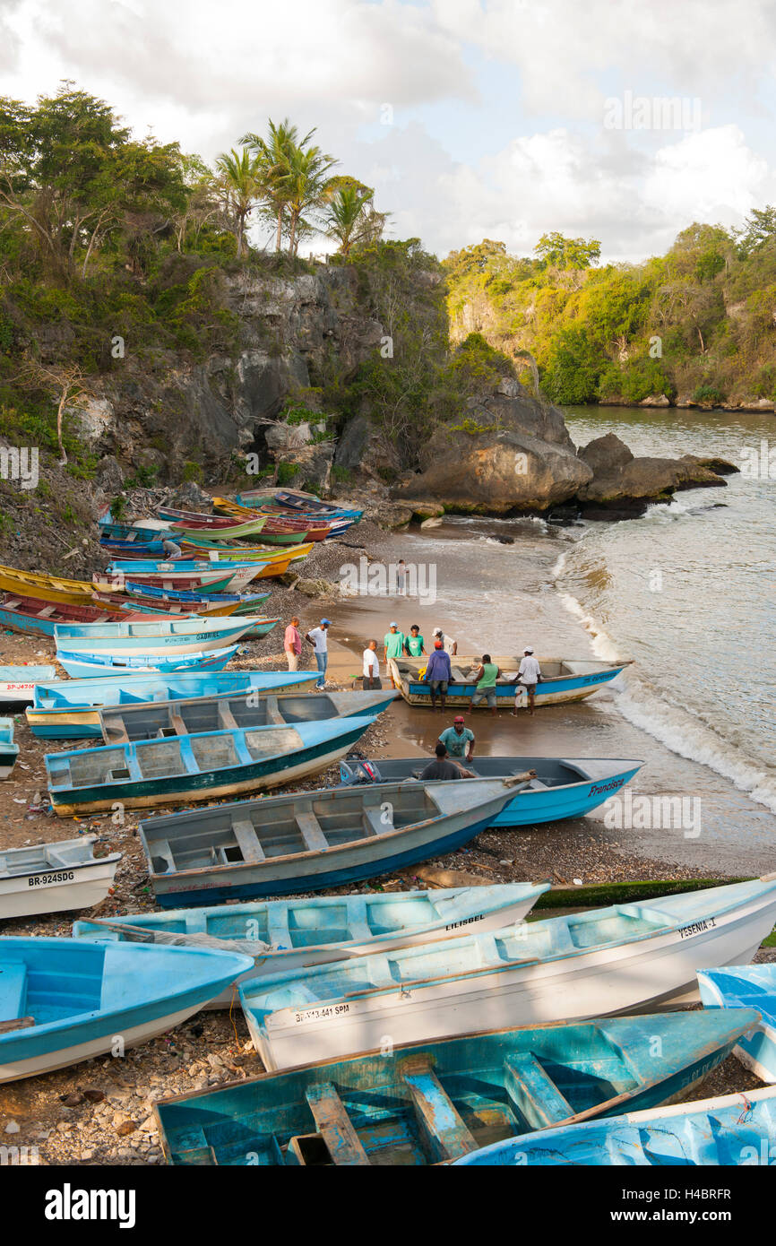 The Dominican Republic, the east, Boca de Yuma, fishing boats in the ...