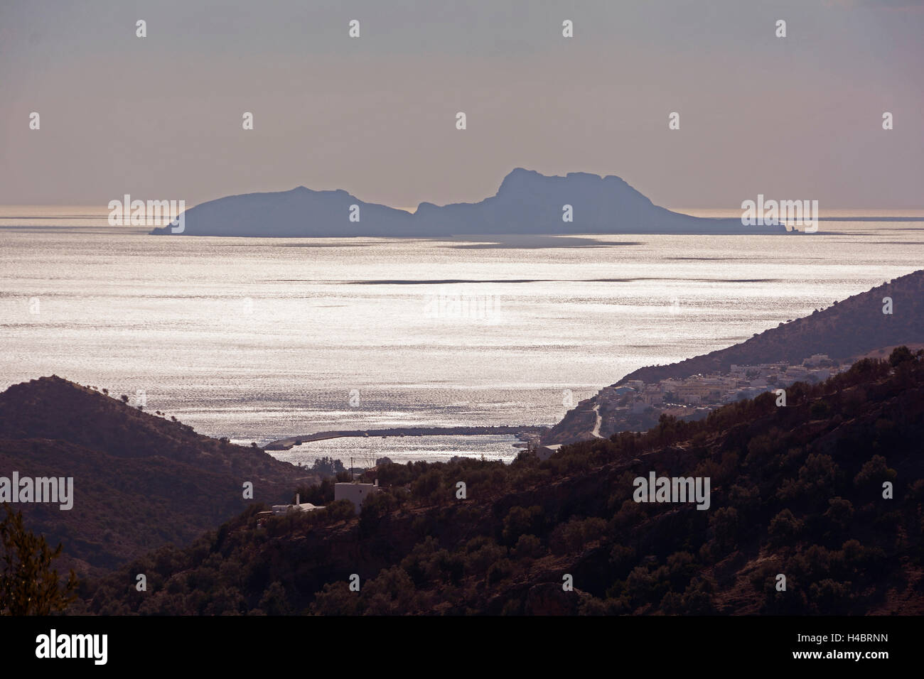 Crete, landscape with the island Nisi Paximadia Stock Photo - Alamy