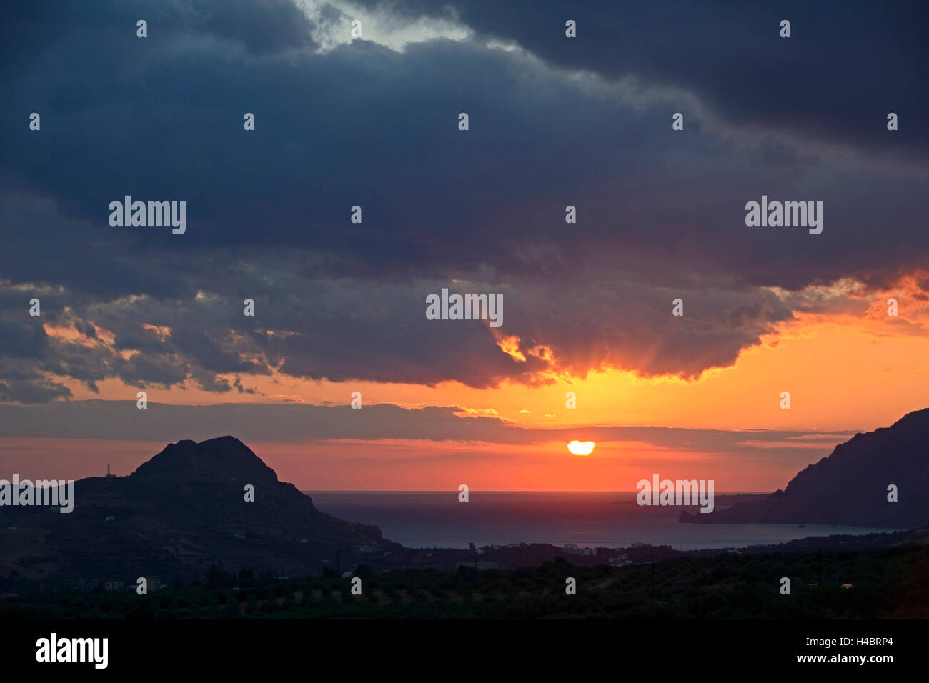 Crete, sunset in the South Stock Photo - Alamy