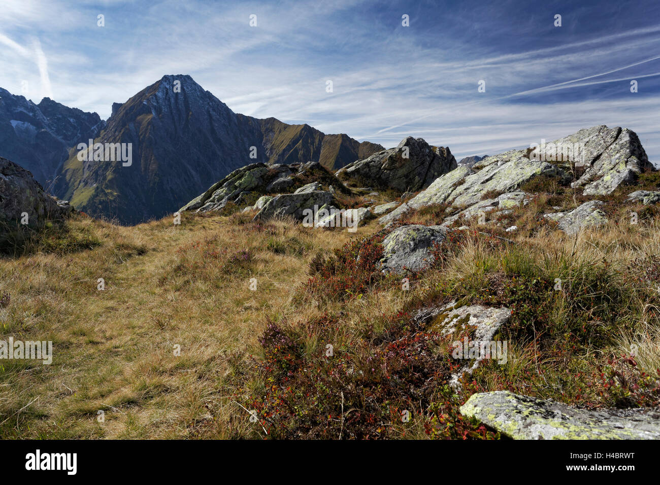 Alpine landscape on the Ahorn massif and Stillupgrund in the high ...