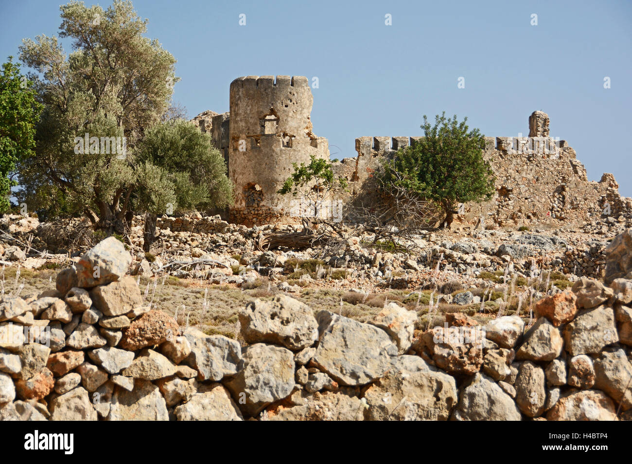 Crete, castle on cape Mouri at the south coast Stock Photo - Alamy