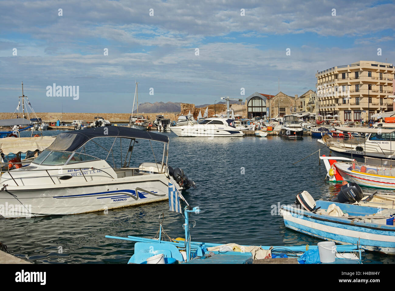 Crete, fishing harbour of Chania Stock Photo - Alamy