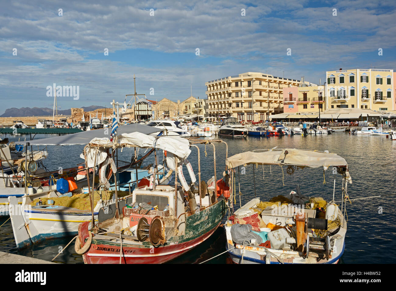 Crete, fishing harbour of Chania Stock Photo - Alamy
