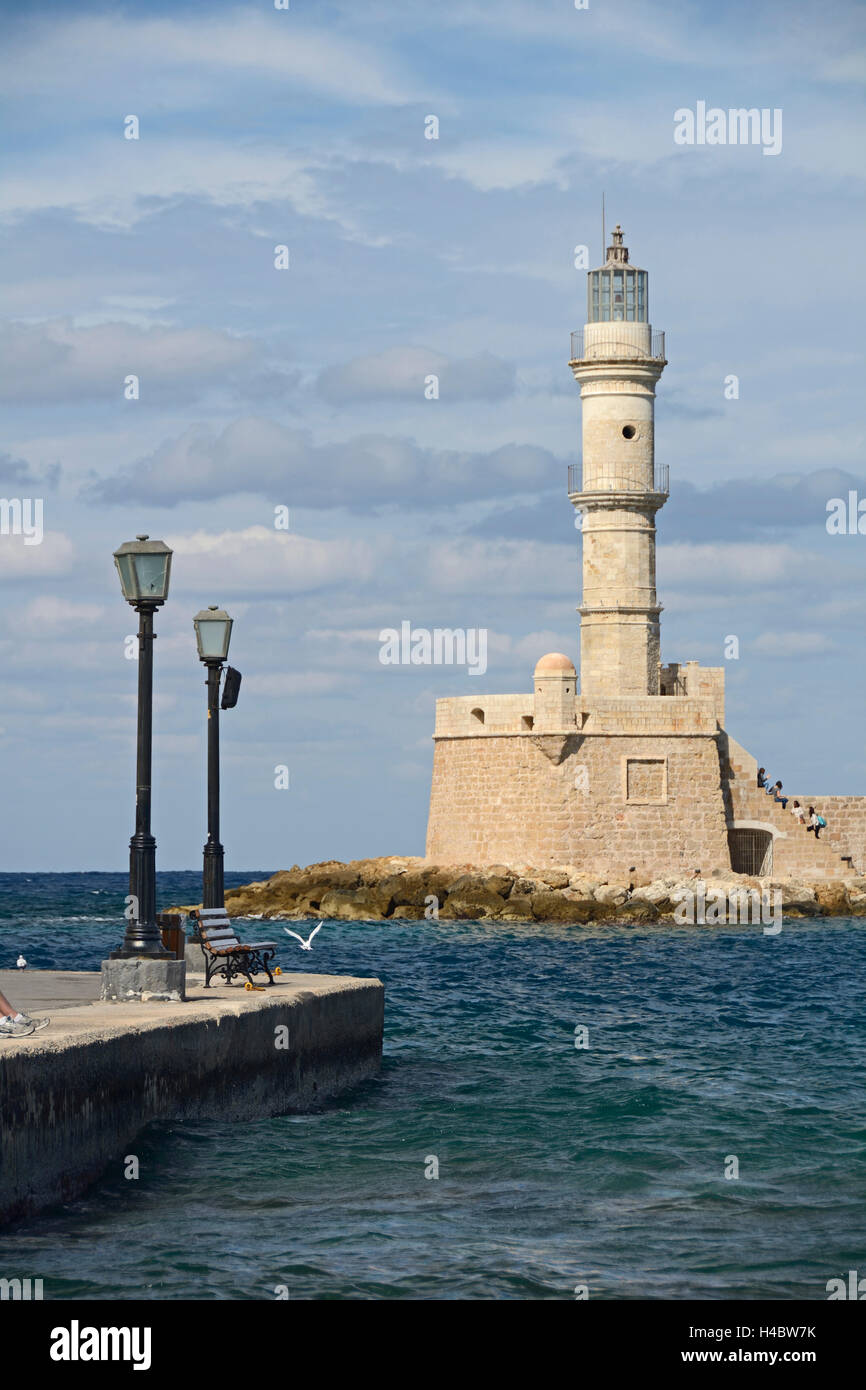 Crete, Venetian lighthouse of Chania Stock Photo - Alamy
