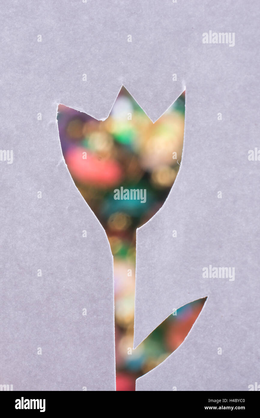 Tulip shape cut out of a paper with a colorful background Stock Photo ...