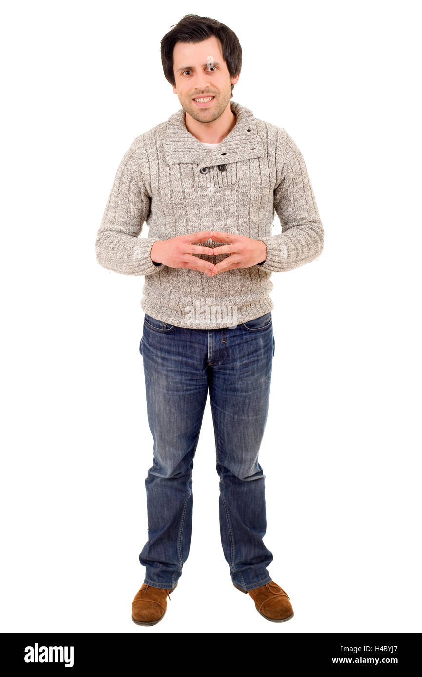 young casual man full body in a white background Stock Photo - Alamy