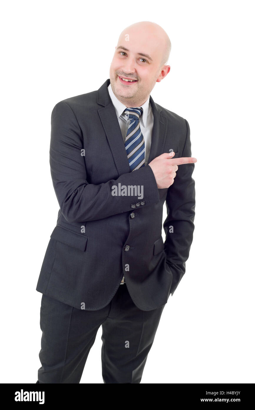 young business man pointing, isolated on white Stock Photo - Alamy
