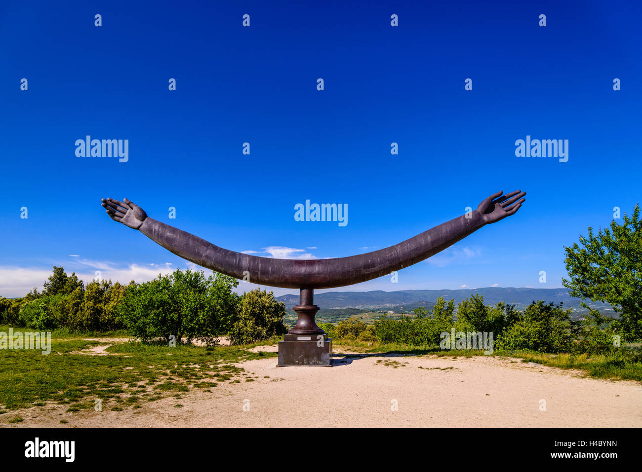 France, Provence, Vaucluse, Lacoste, castle ruin Lacoste, sculpture ...