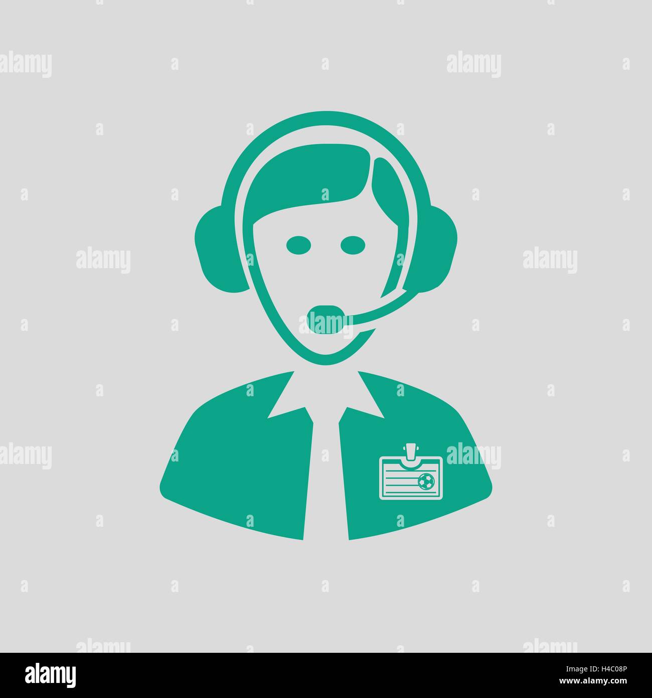 Soccer commentator icon. Gray background with green. Vector ...
