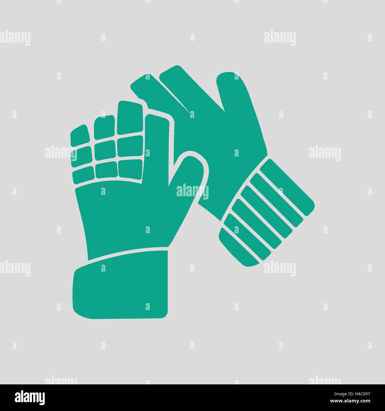 Soccer goalkeeper gloves icon. Gray background with green. Vector ...