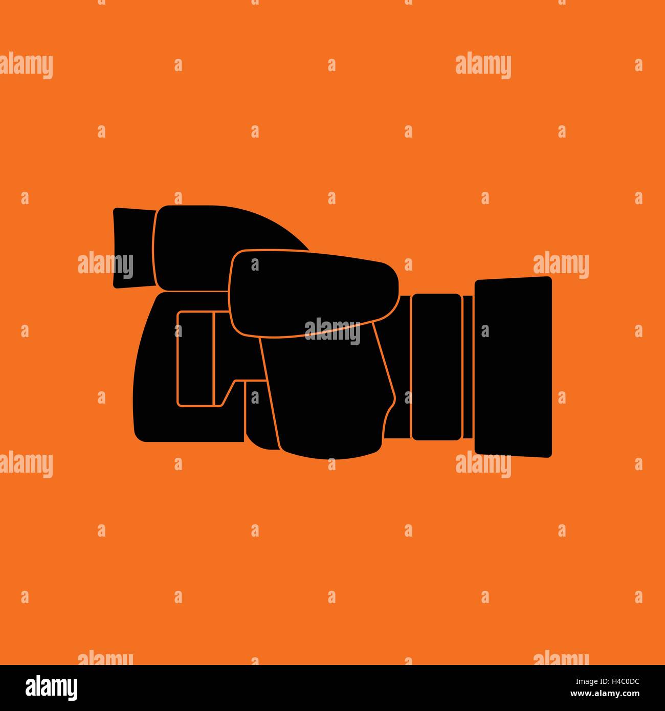 Icon of premium photo camera. Orange background with black. Vector ...