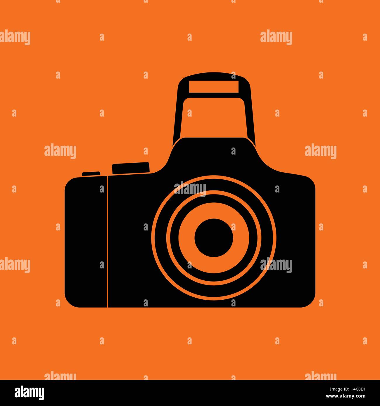 Icon of photo camera. Orange background with black. Vector illustration ...